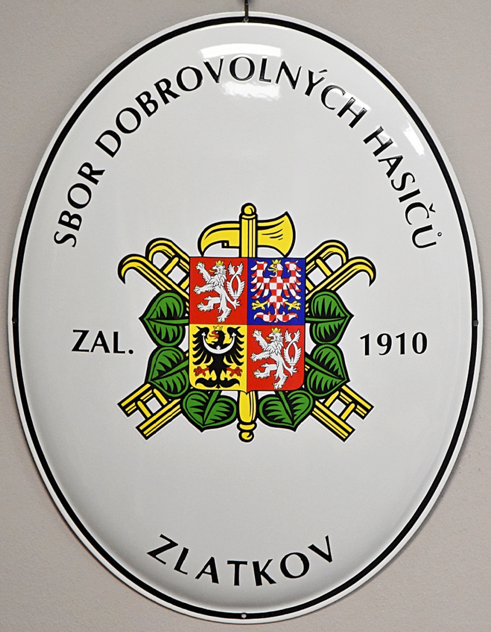 Zakázková výroba hasičských smaltovaných oválů